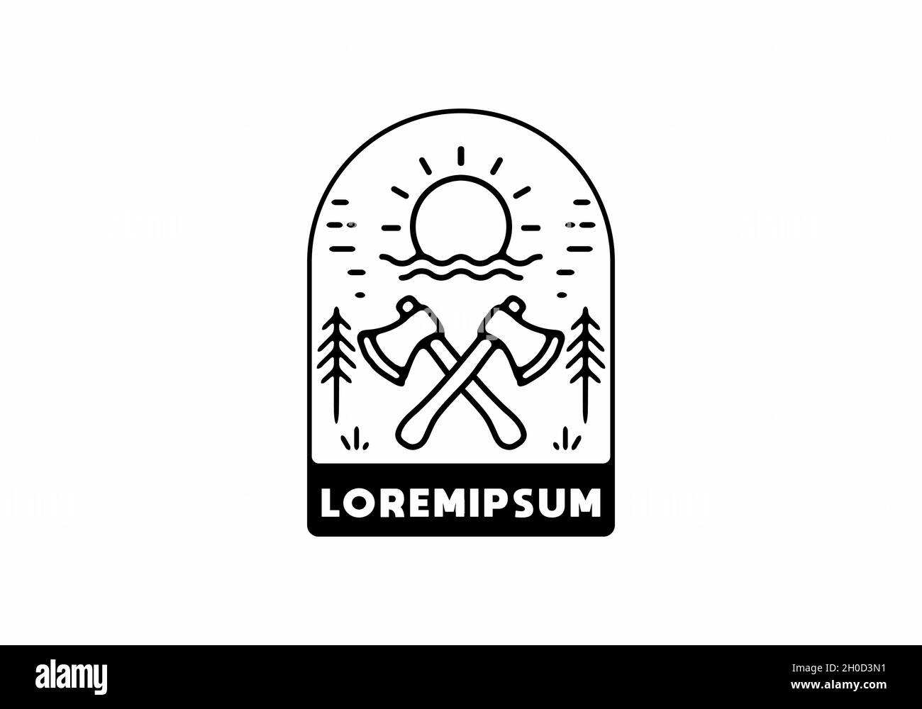 ax and big sun line art illustration design Stock Vector Image & Art ...