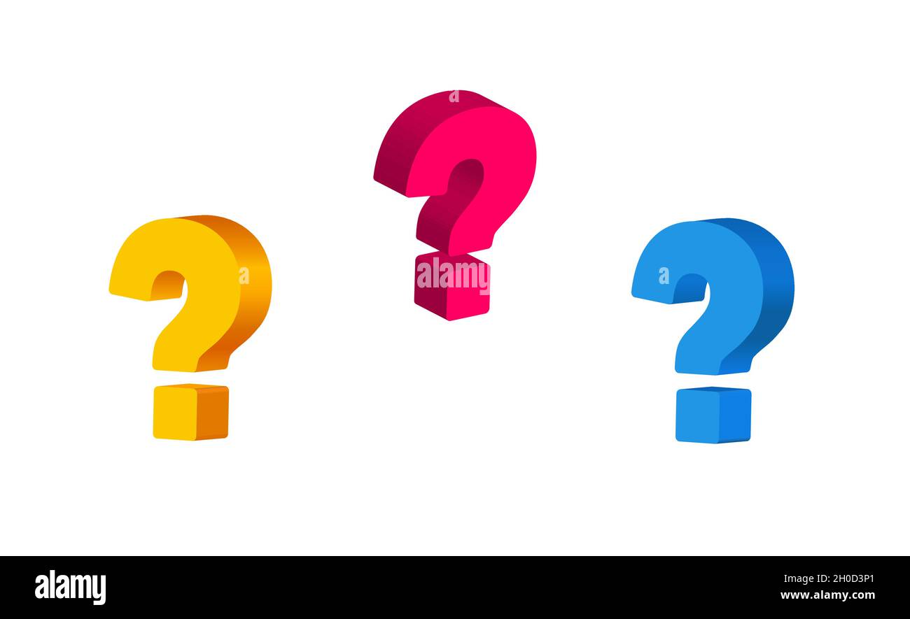 Color large Question Mark isometric. Three questions yellow Stock ...