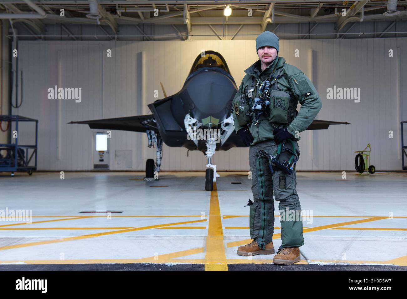 Lt. Col. Samuel Chipman, 355th Fighter Squadron commander, stands in front of an F-35A Lightning ...