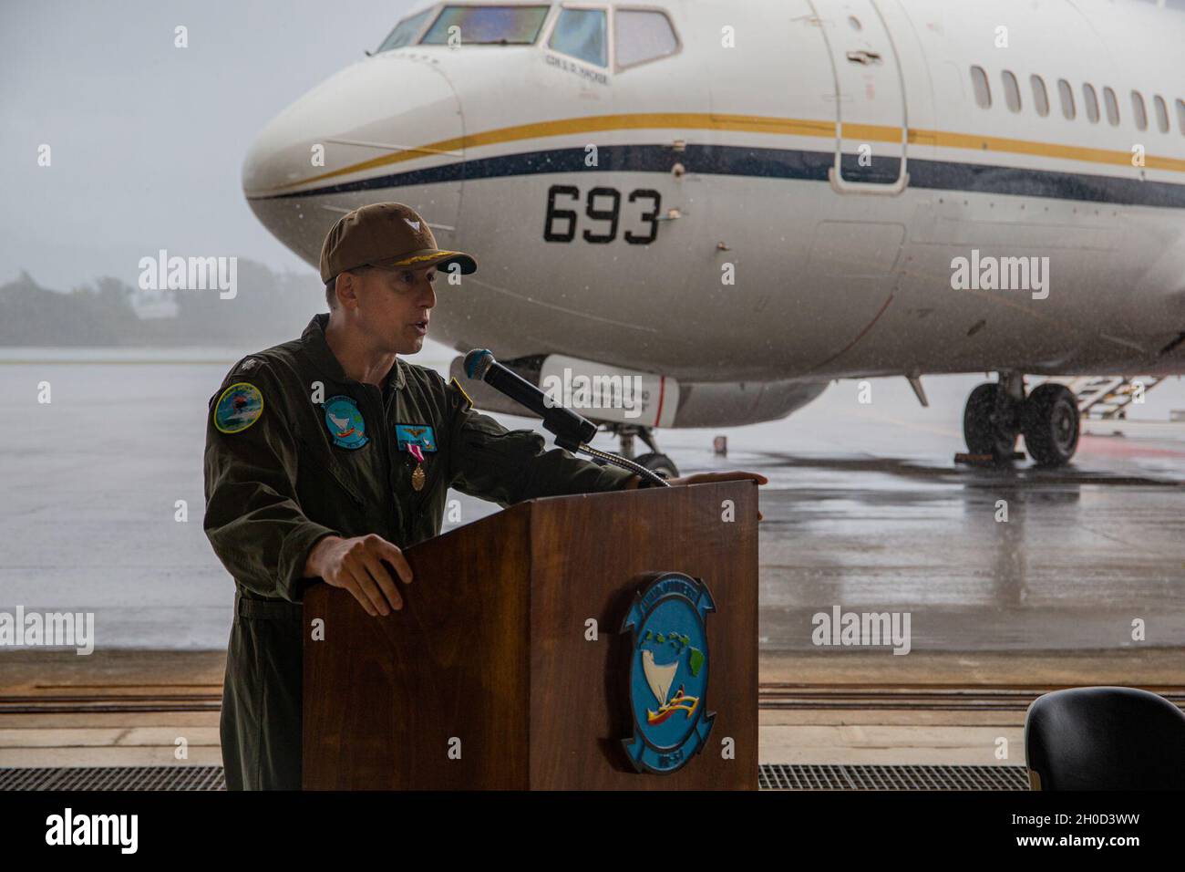 U.S. Navy Cmdr. Steven D. Hacker, off-going commander, U.S. Navy Fleet ...