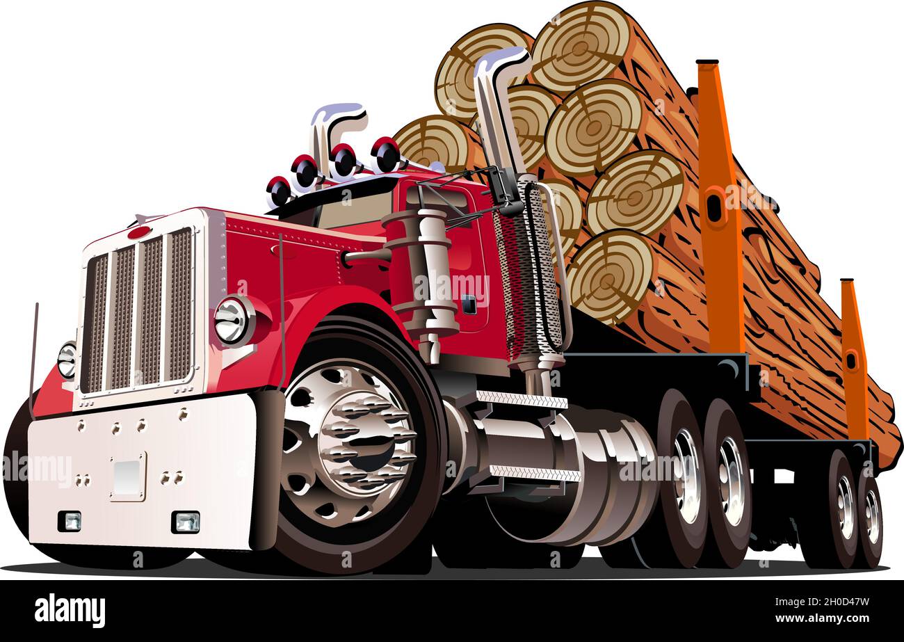 Cartoon logging truck isolated on white background. Available EPS-10 ...