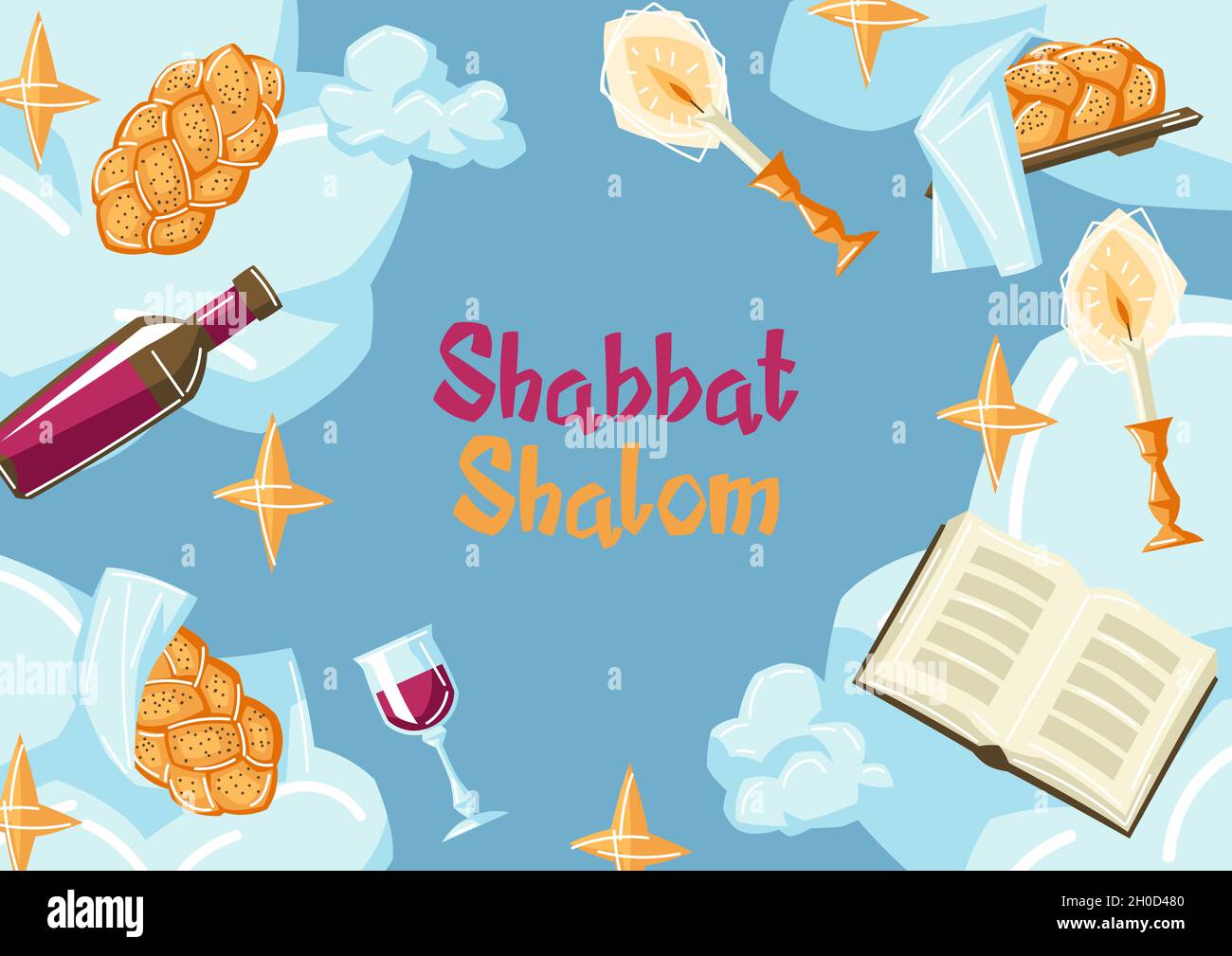 Jewish sabbath meal Stock Vector Images - Alamy