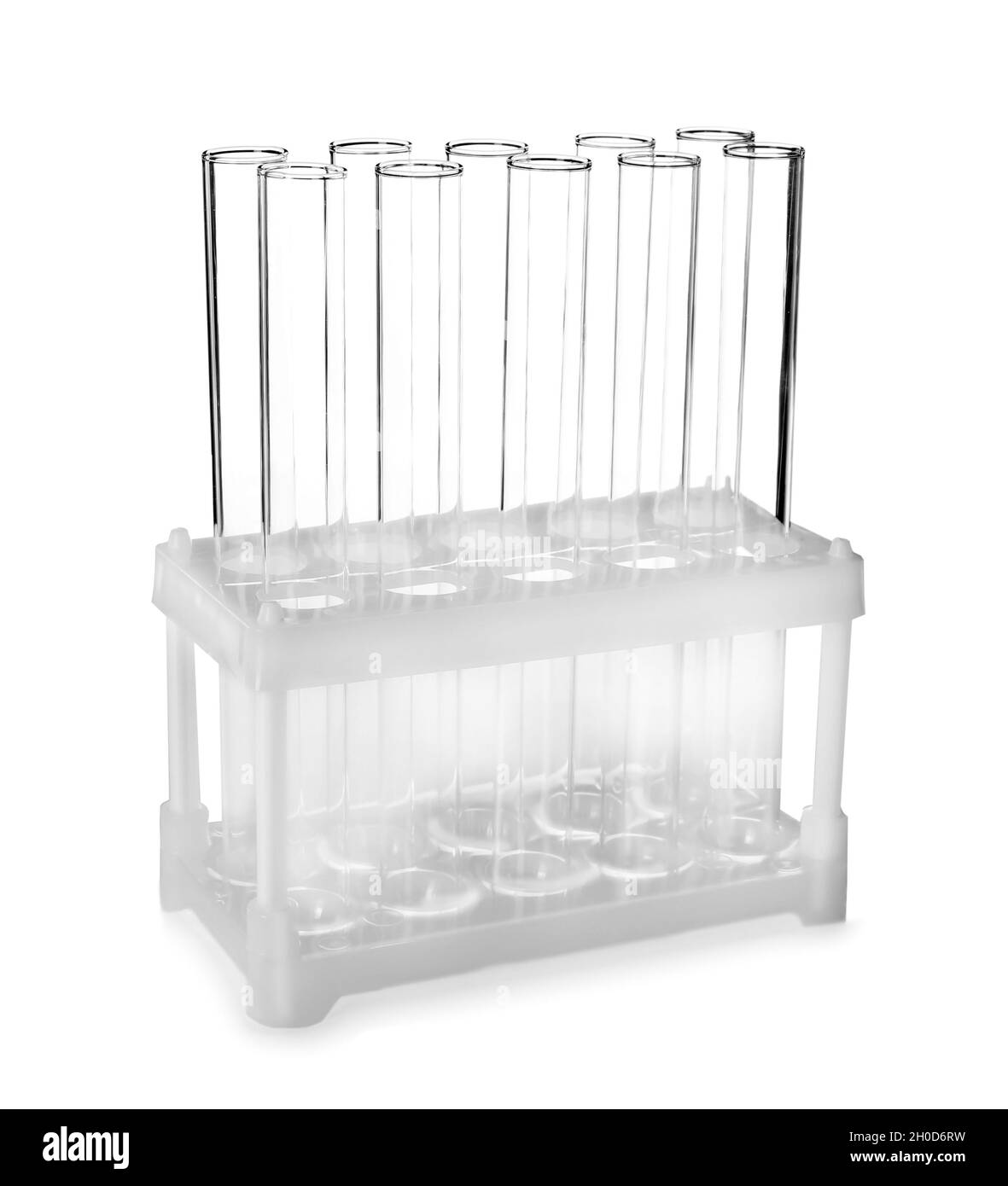 Empty test tubes on white background. Laboratory analysis equipment ...