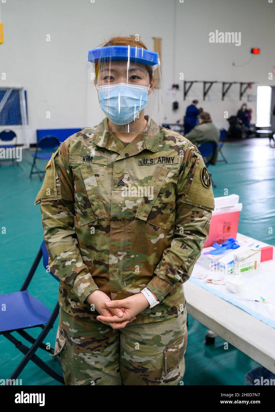 U.S. Army Sgt. Sarah Kim, a healthcare specialist for the 104th Medical ...