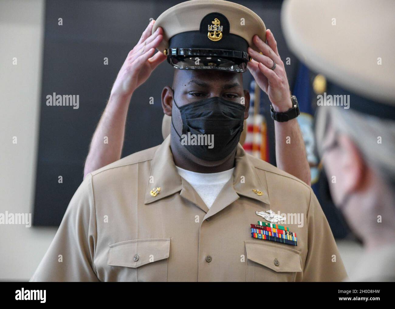 Newly-pinned HMC Sylvester Taylor at the Chief's Pinning ceremony ...