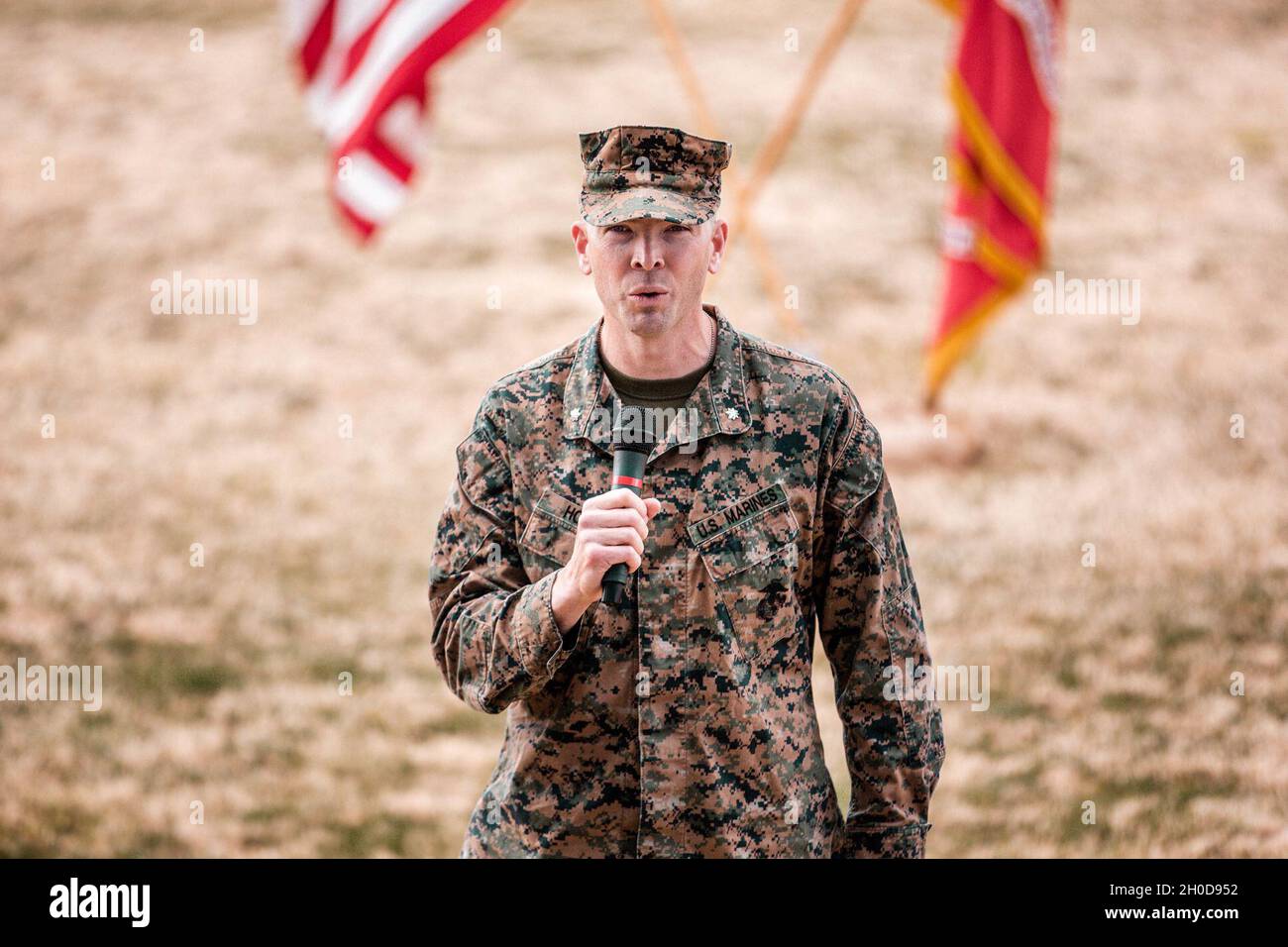 U.S. Marine Corps Lt. Col. Tyler J. Holt the oncoming commanding ...