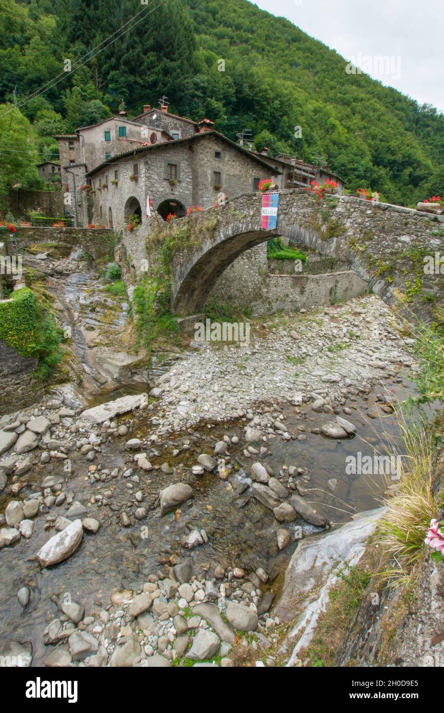 Bridge to Vergemoli Factories, Landscape, Toscana, Italy, Europe Stock ...