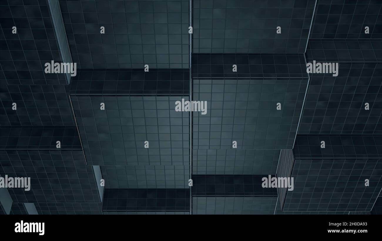 A close-up of a decorative dynamic wall made of rectangular stone ...