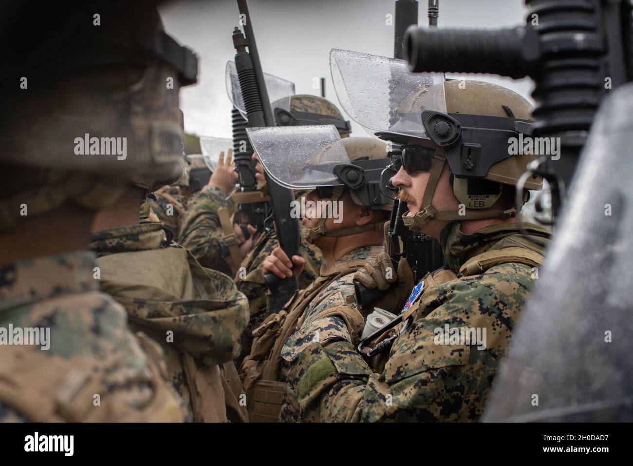 U.S. Marines with the 11th Marine Expeditionary Unit (MEU) prepare to ...