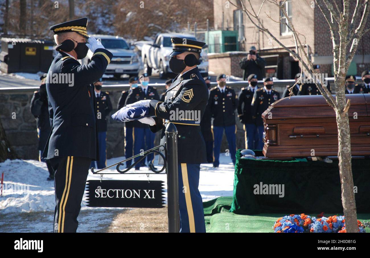 New York Army National Guard Brig. Gen. Jack James receives the casket ...