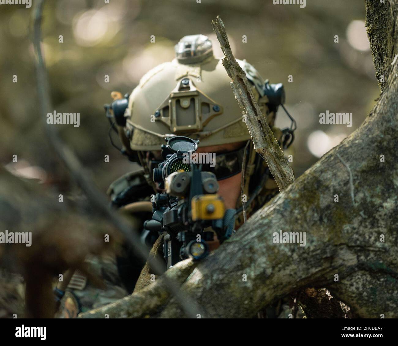 A Defender with the 736th Security Forces Squadron participates in ...