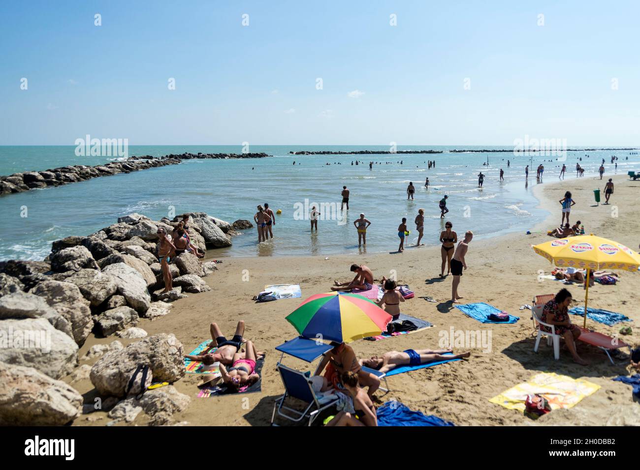 Beach Waterfront, People, Pesaro, Marche, Italy, Europe Stock Photo - Alamy
