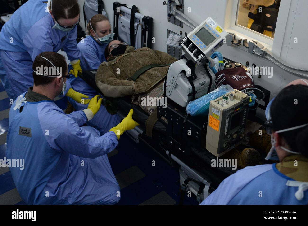 U.S. Air Force Airmen assigned to the 10th Expeditionary Aeromedical ...