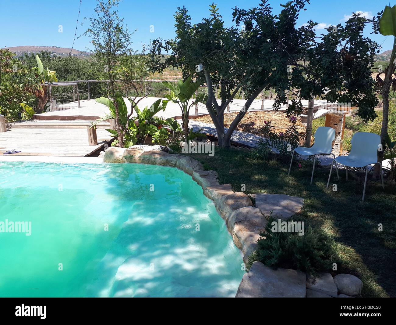 NO, ITALY - Aug 07, 2021: A pool in Oasi Conca d Oro, Noto, famous for ...