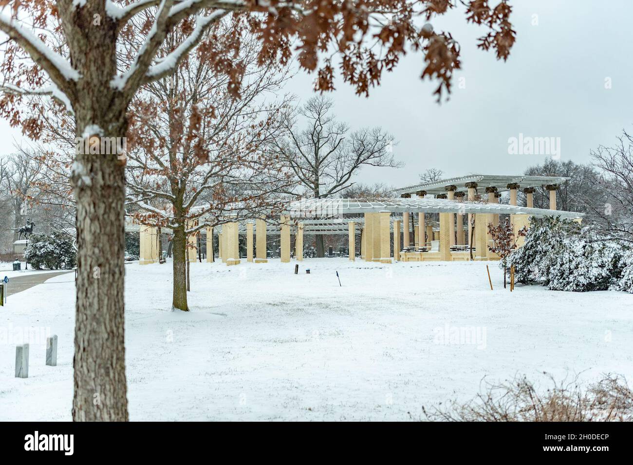 Tanner Amphitheater following a snow storm at Arlington National ...