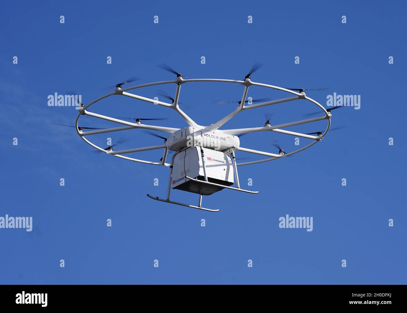 Hamburg, Germany. 12th Oct, 2021. The heavy-lift drone Volodrone flies ...