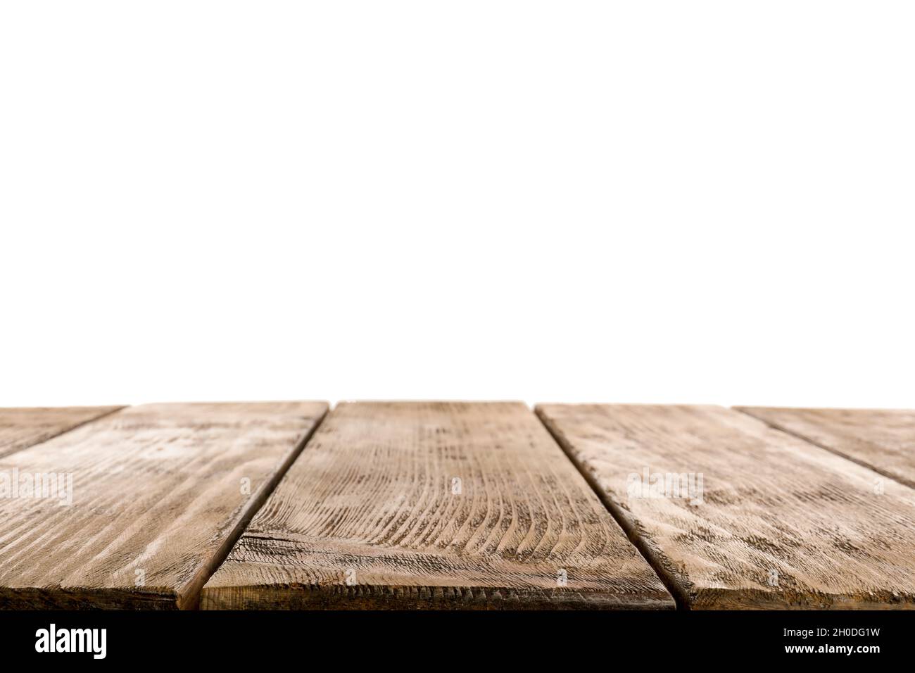 Empty wooden table surface on white background Stock Photo - Alamy
