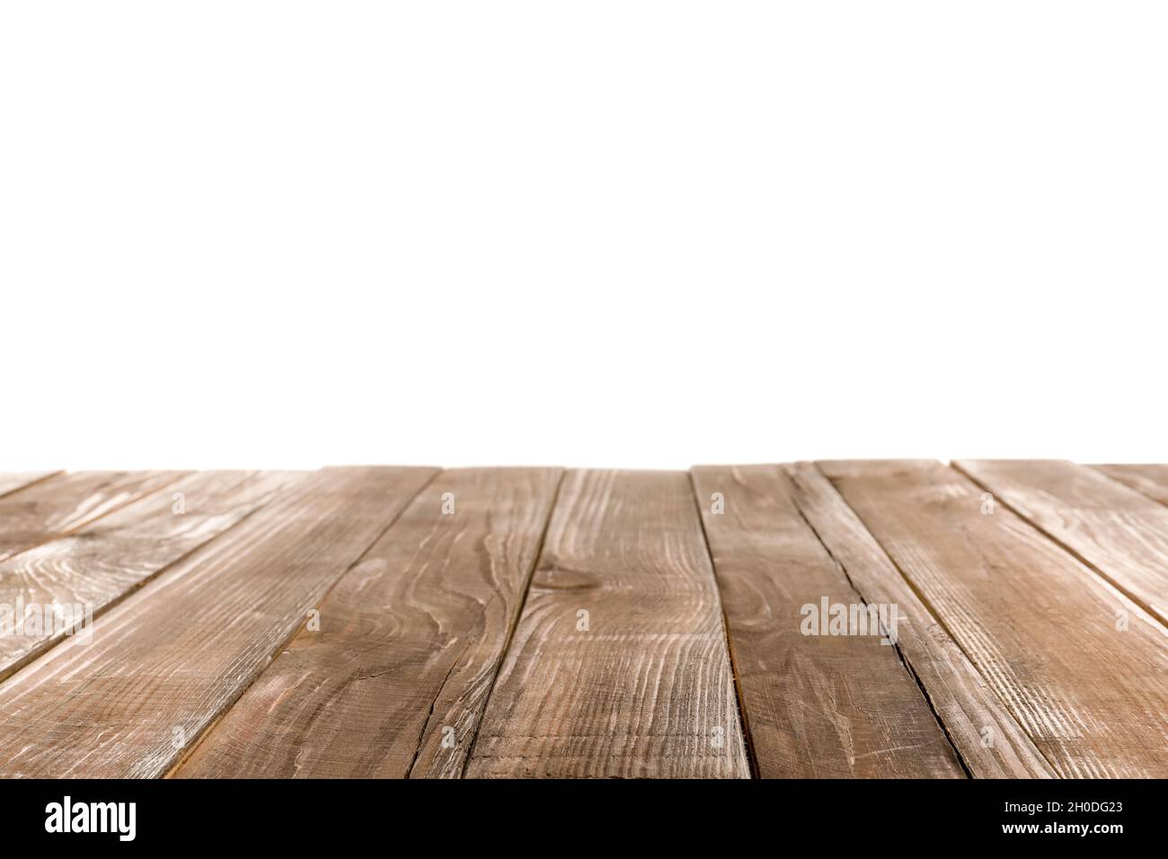 Empty wooden table surface on white background Stock Photo - Alamy