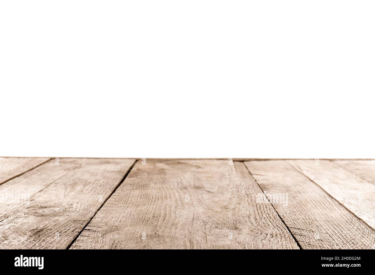 Empty wooden table surface on white background Stock Photo - Alamy
