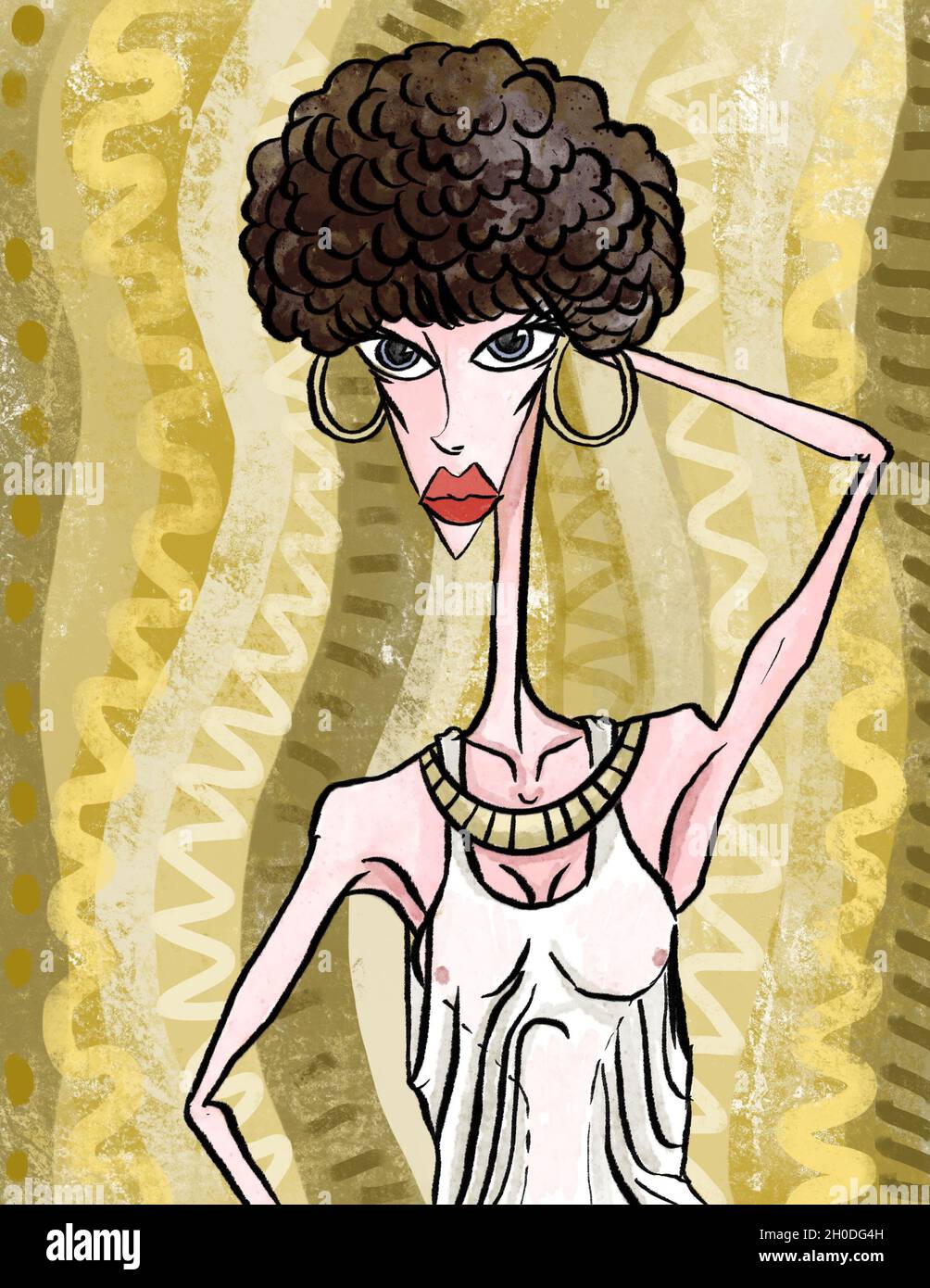 vintage 60s fashion cartoon character woman illustration Stock Photo ...