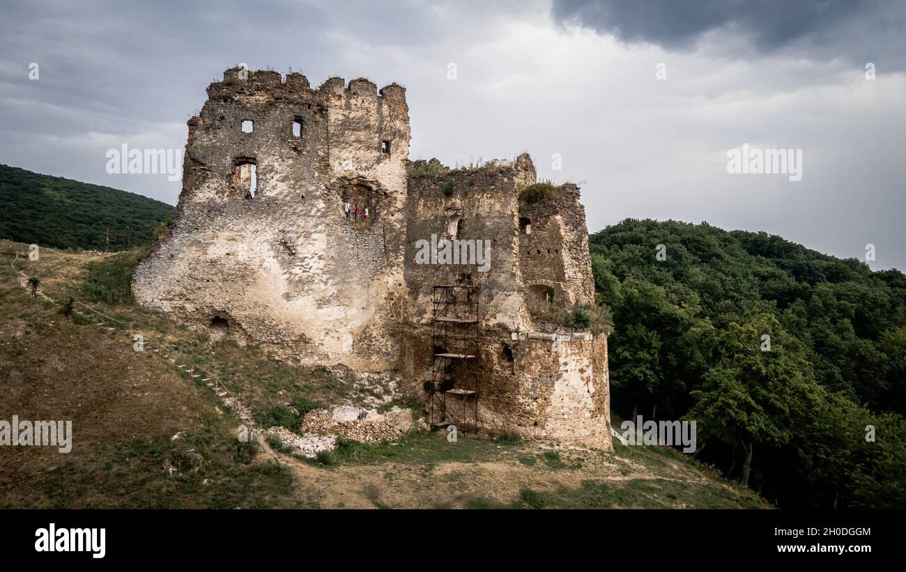 Aerial view of Cicva castle in Sedliska village in Slovakia Stock Photo ...
