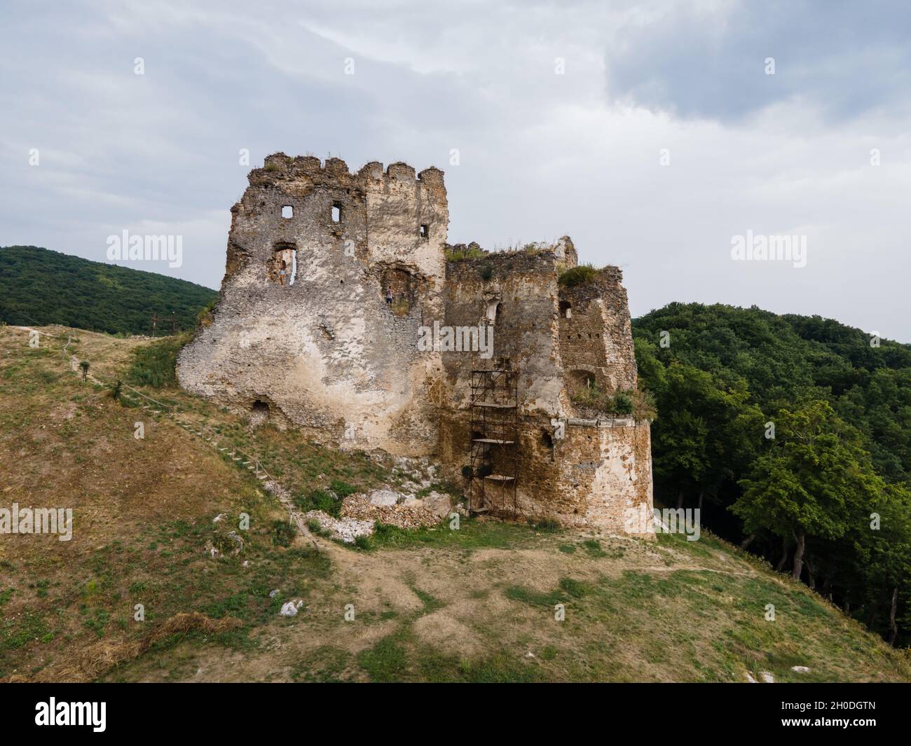 Aerial view of Cicva castle in Sedliska village in Slovakia Stock Photo ...