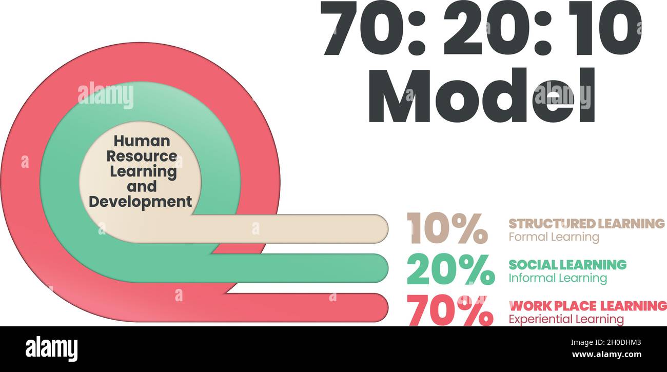 70:20:10 model HR learning and development round chart vector diagram ...
