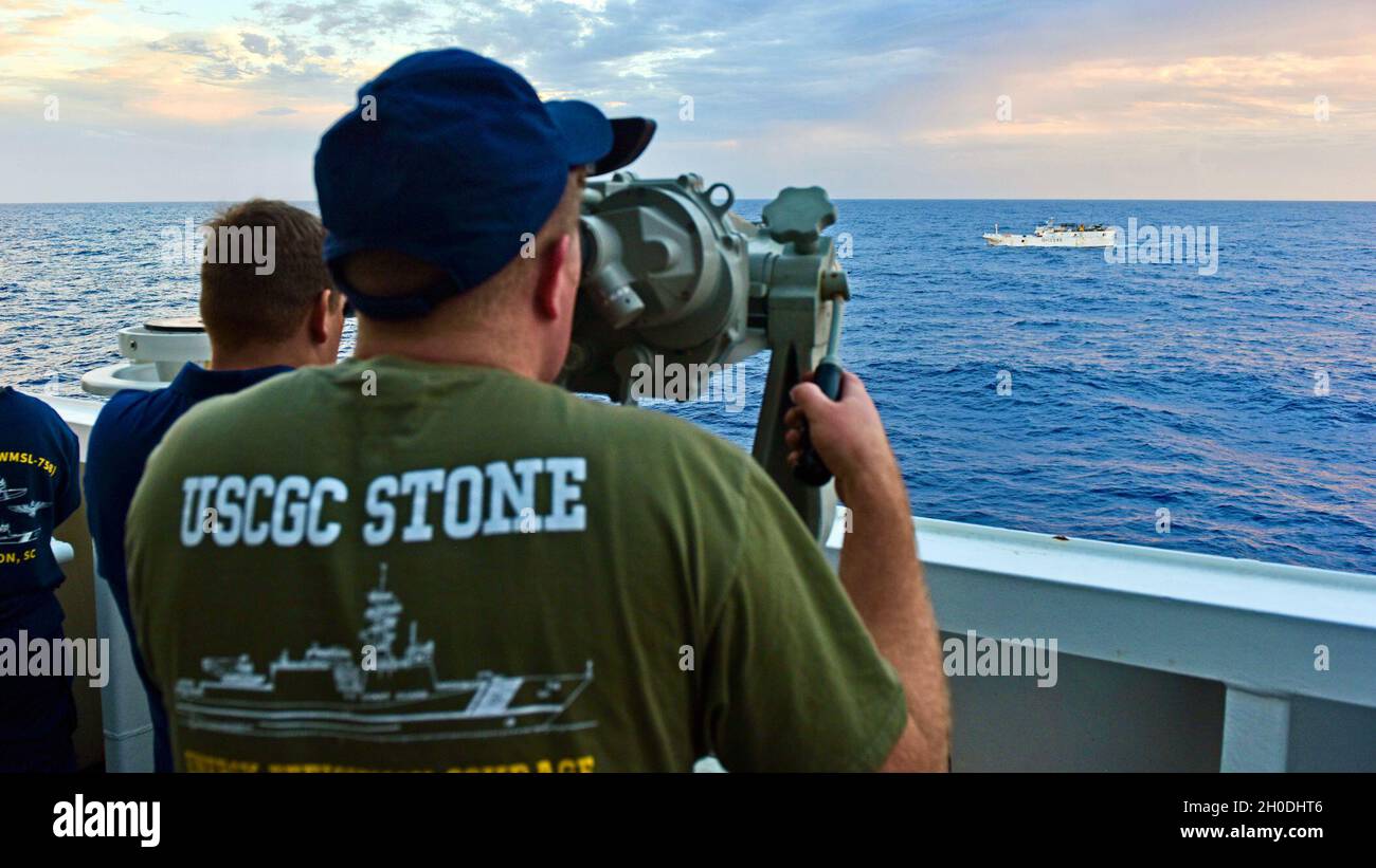 USCGC Stone (WMSL 758) patrols high seas observing fishing activity to ...