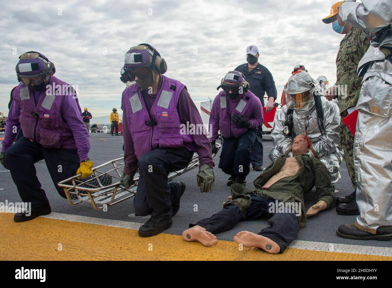 SAN DIEGO (Feb. 02, 2021) Sailors prepare to transport a simulated ...