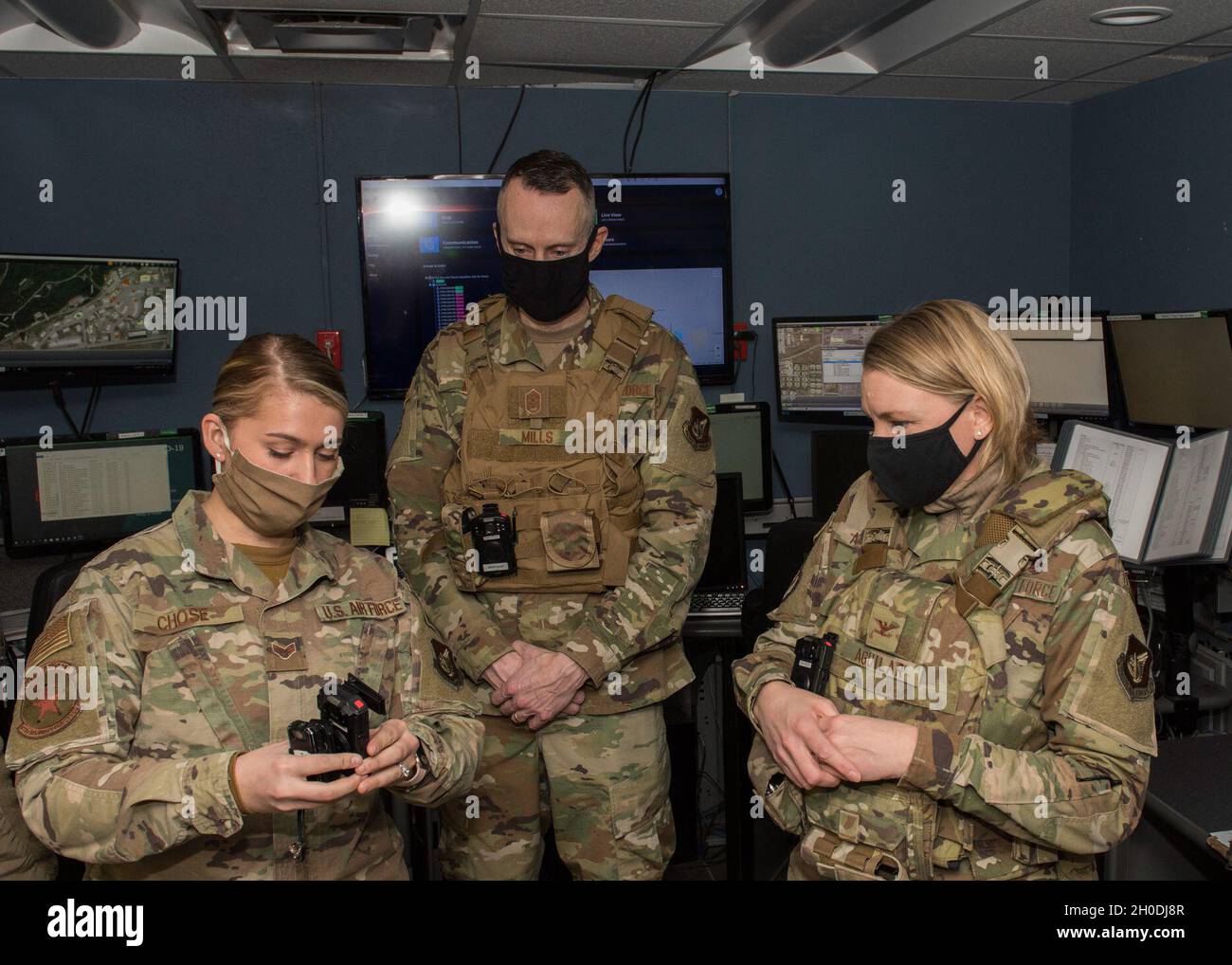 U.S. Air Force Senior Airman Danielle Chose, a 673d Security Forces Squadron police services ...