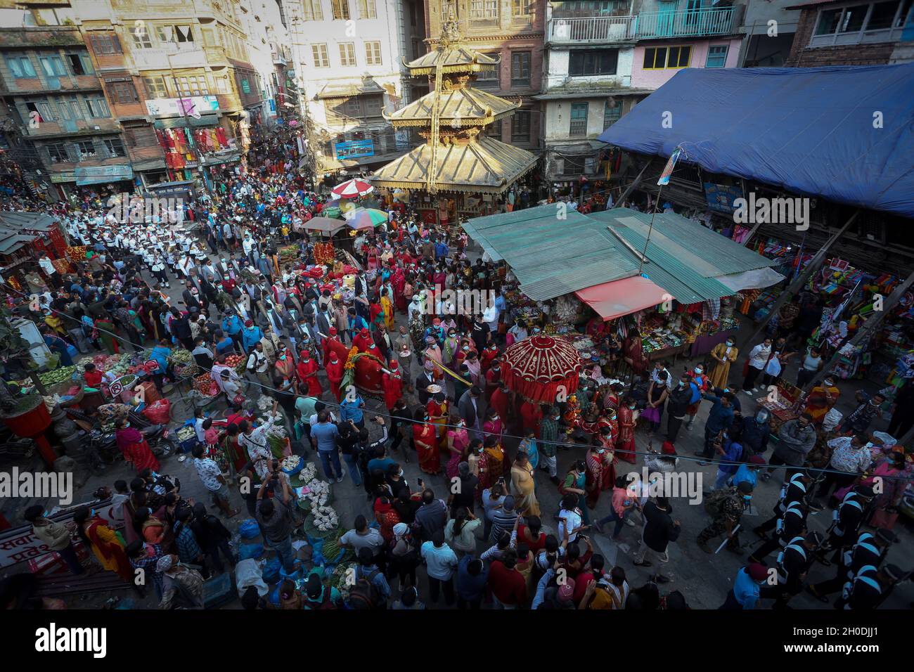 Kathmandu, Bagmati, Nepal. 12th Oct, 2021. Nepali people participate in ...