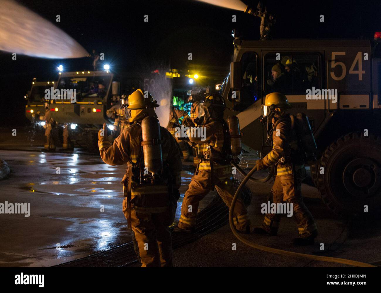 U.S. Marine Corps aircraft rescue and firefighting specialists with ...