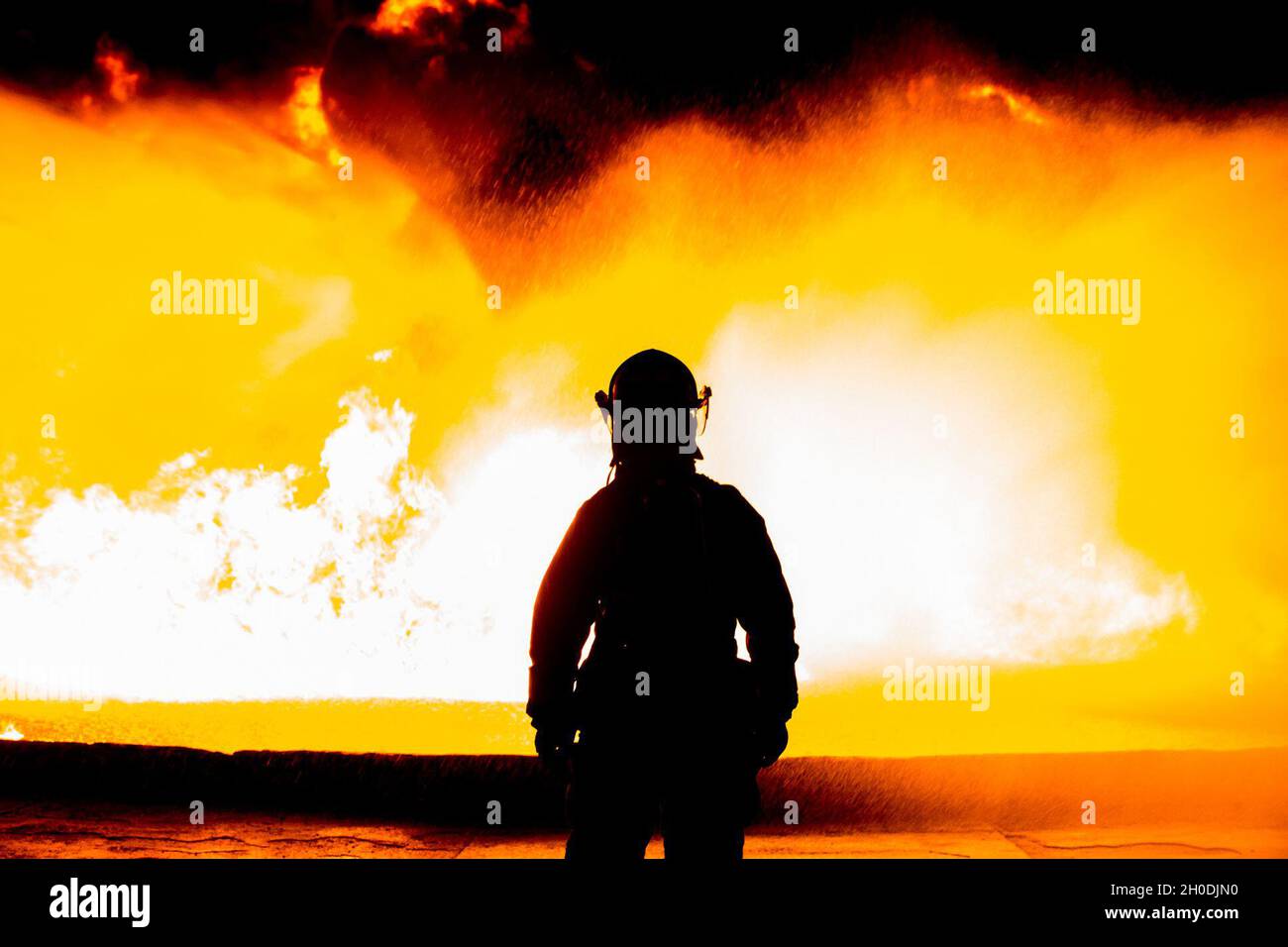 U.S. Marine Corps aircraft rescue and firefighting specialists with ...