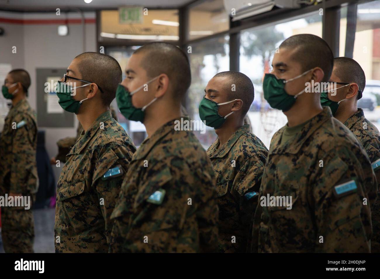 Recruits with Mike Company, 3rd Recruit Training Battalion, receive ...