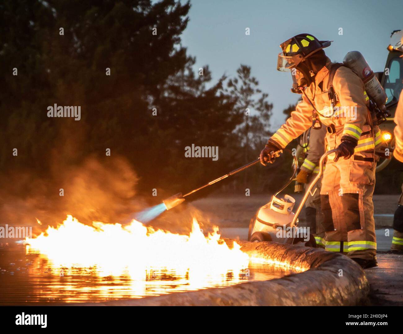 U.S. Marine Corps aircraft rescue and firefighting specialists with ...