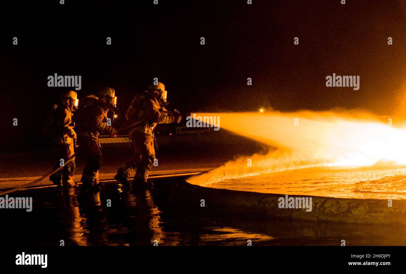 U.S. Marine Corps aircraft rescue and firefighting specialists with ...