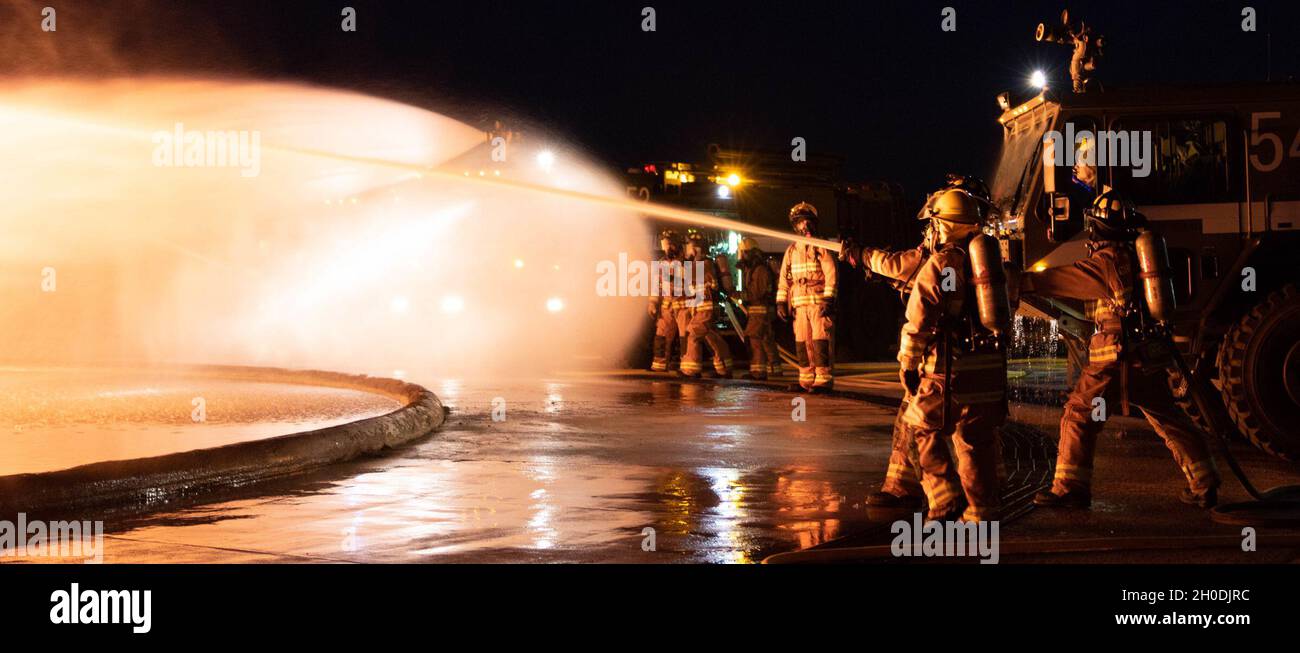 U.S. Marine Corps aircraft rescue and firefighting specialists with ...