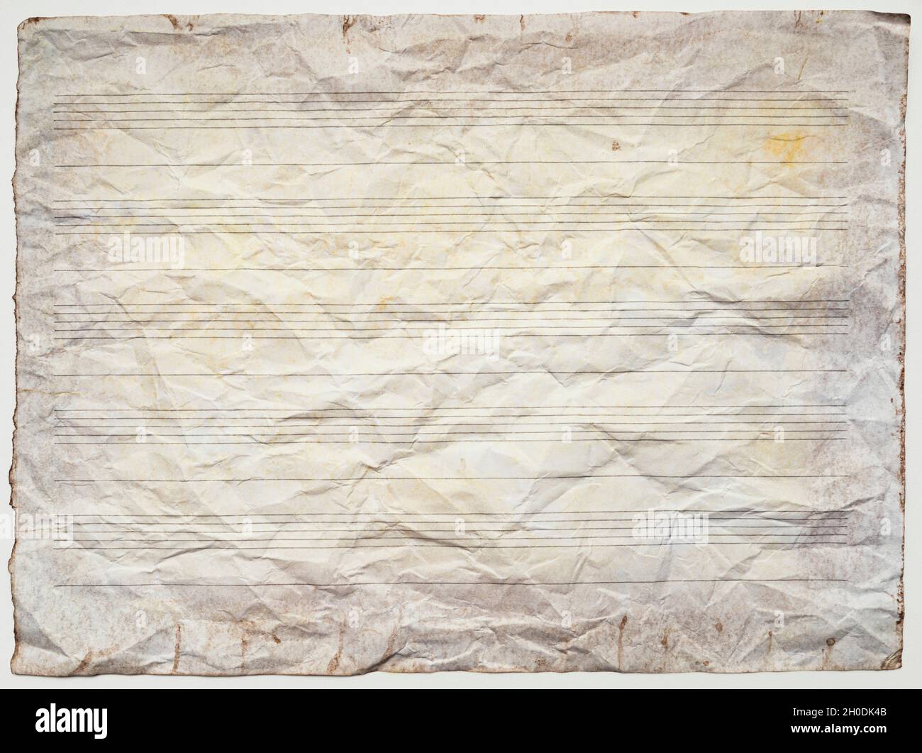 Crumpled paper sheet for musical notes, texture background Stock Photo ...
