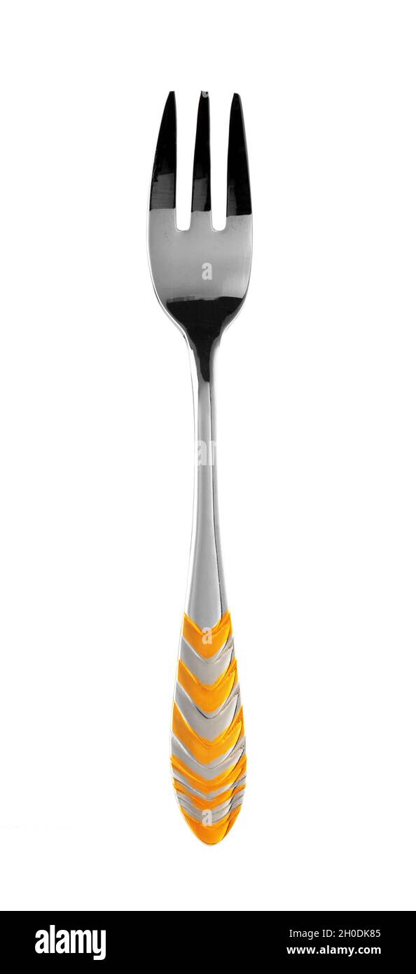Table fork with golden pattern isolated on white background Stock Photo ...