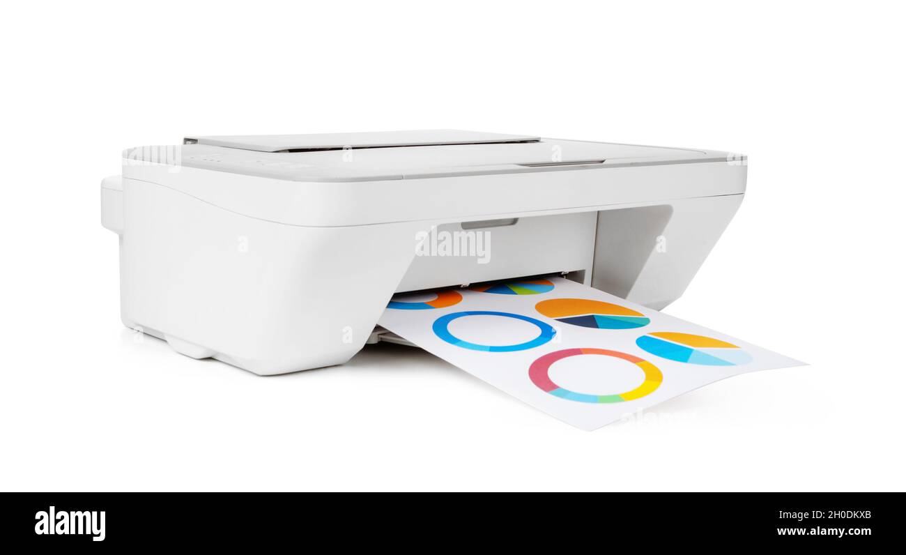 Ink jet printer isolated on white background Stock Photo - Alamy