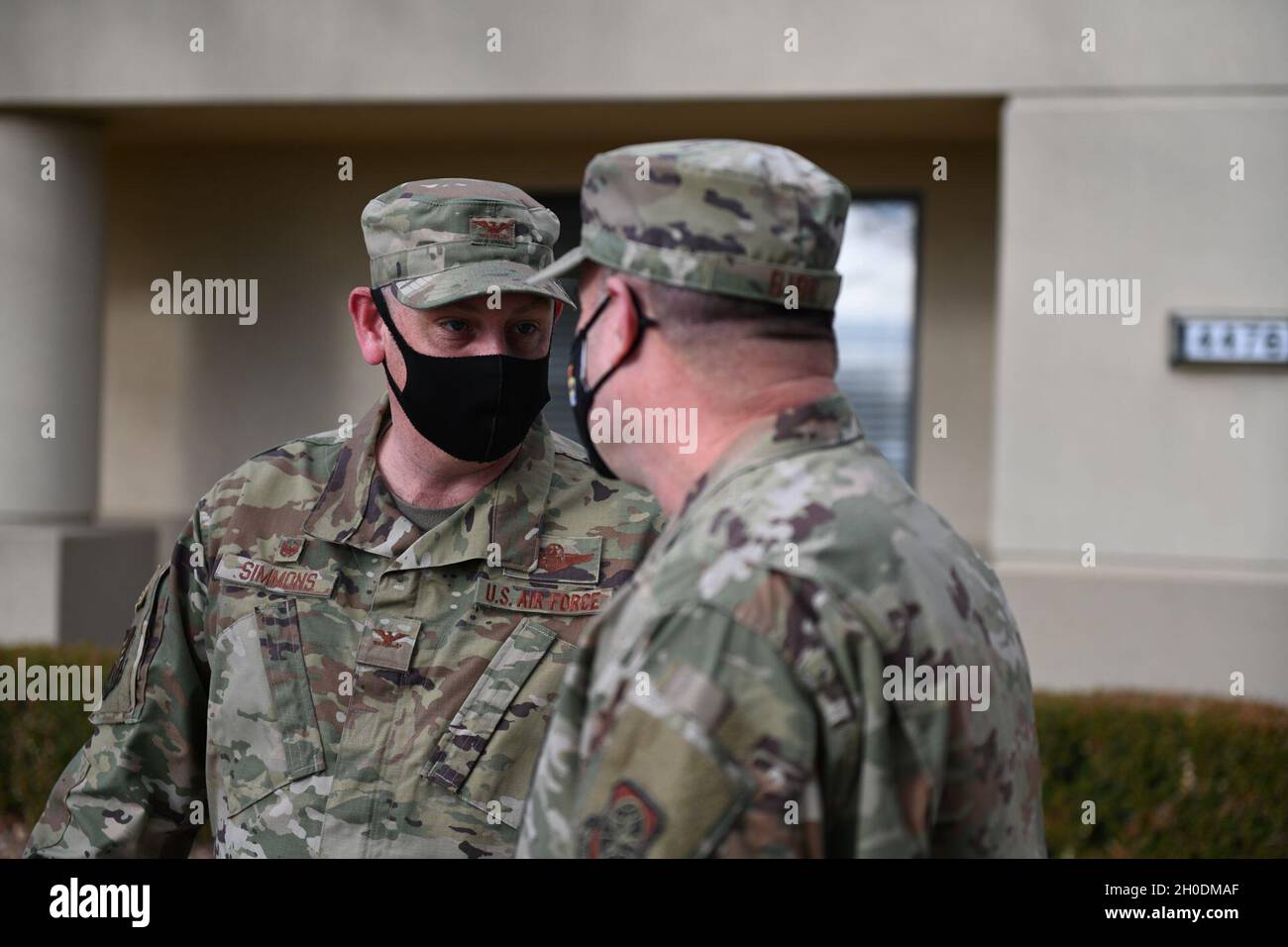 U.S. Air Force Col. Corey Simmons, left, 60th Air Mobility Wing ...