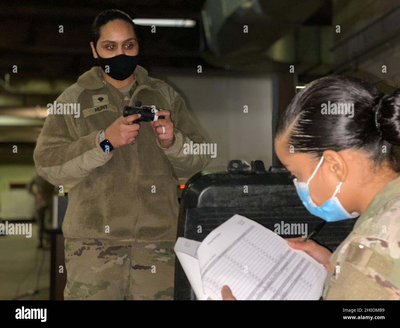 U.S. Army Spc. Cheyenne Hunt, left, and Spc. Karen Minaya, both ...