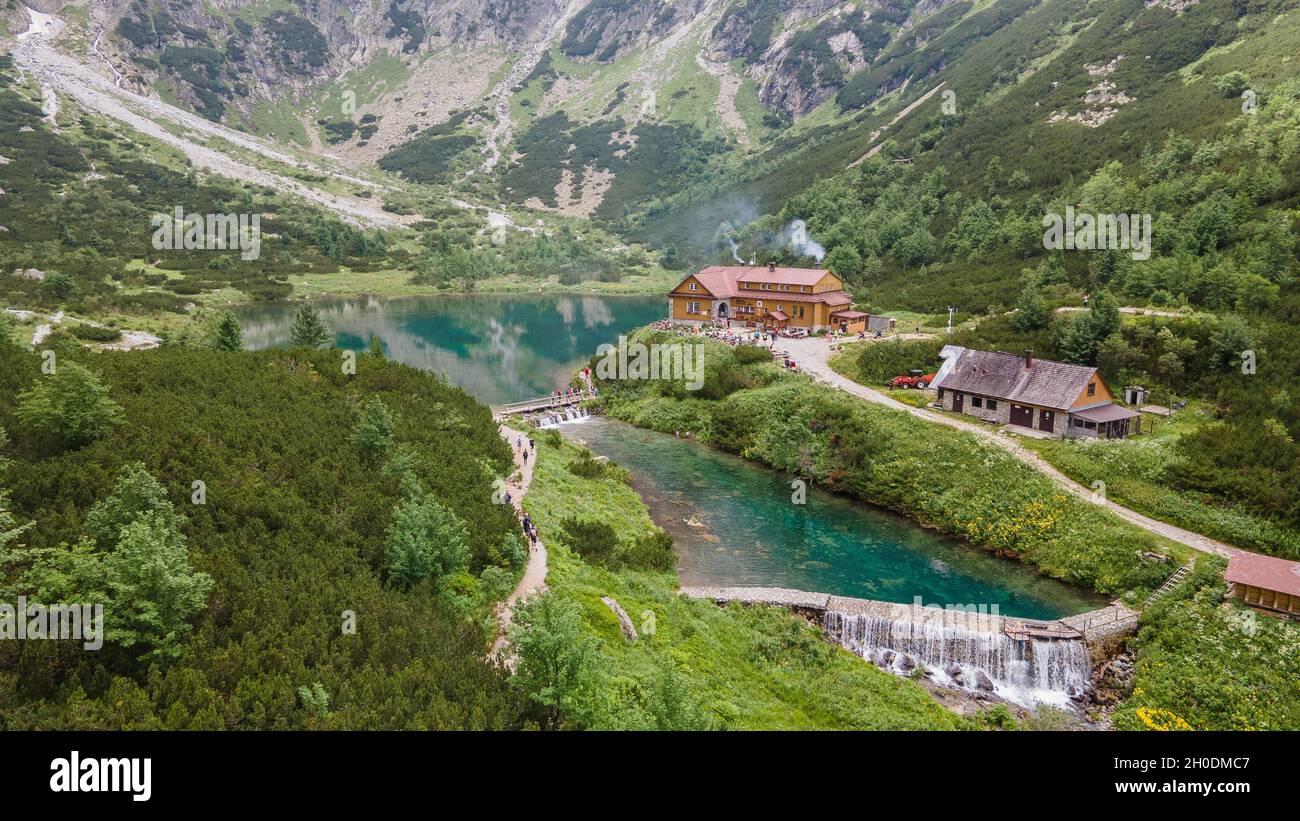 Aerial view of the lake Zelene pleso in the High Tatras in Slovakia Stock Photo - Alamy