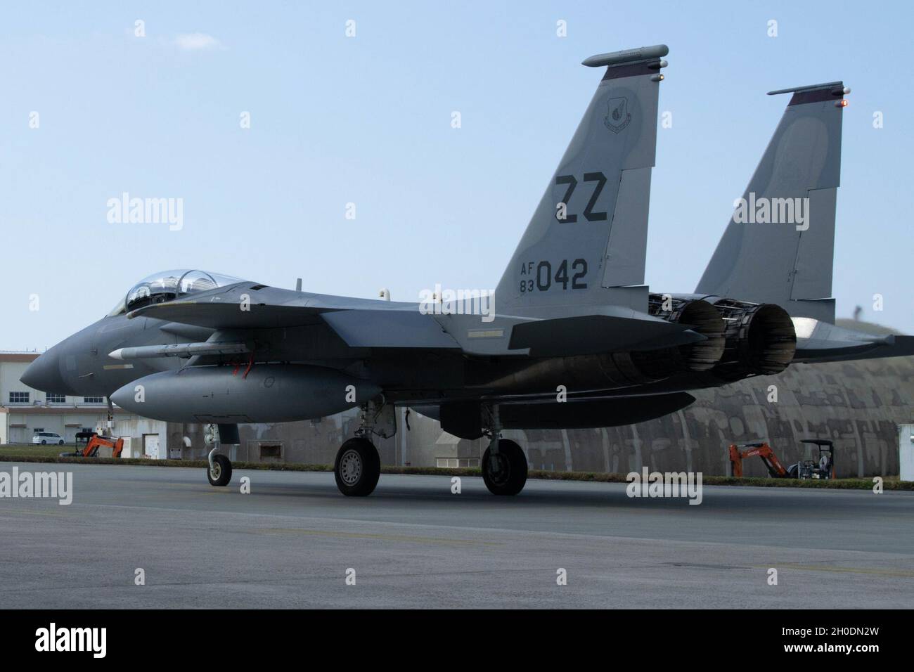 A U.S. Air Force fighter pilot, from the 44th Fighter Squadron, taxis ...