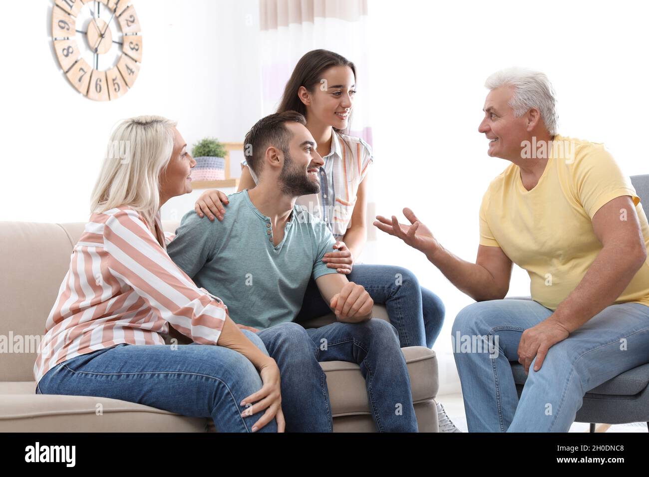 Happy family at home. Reunion of generations Stock Photo - Alamy