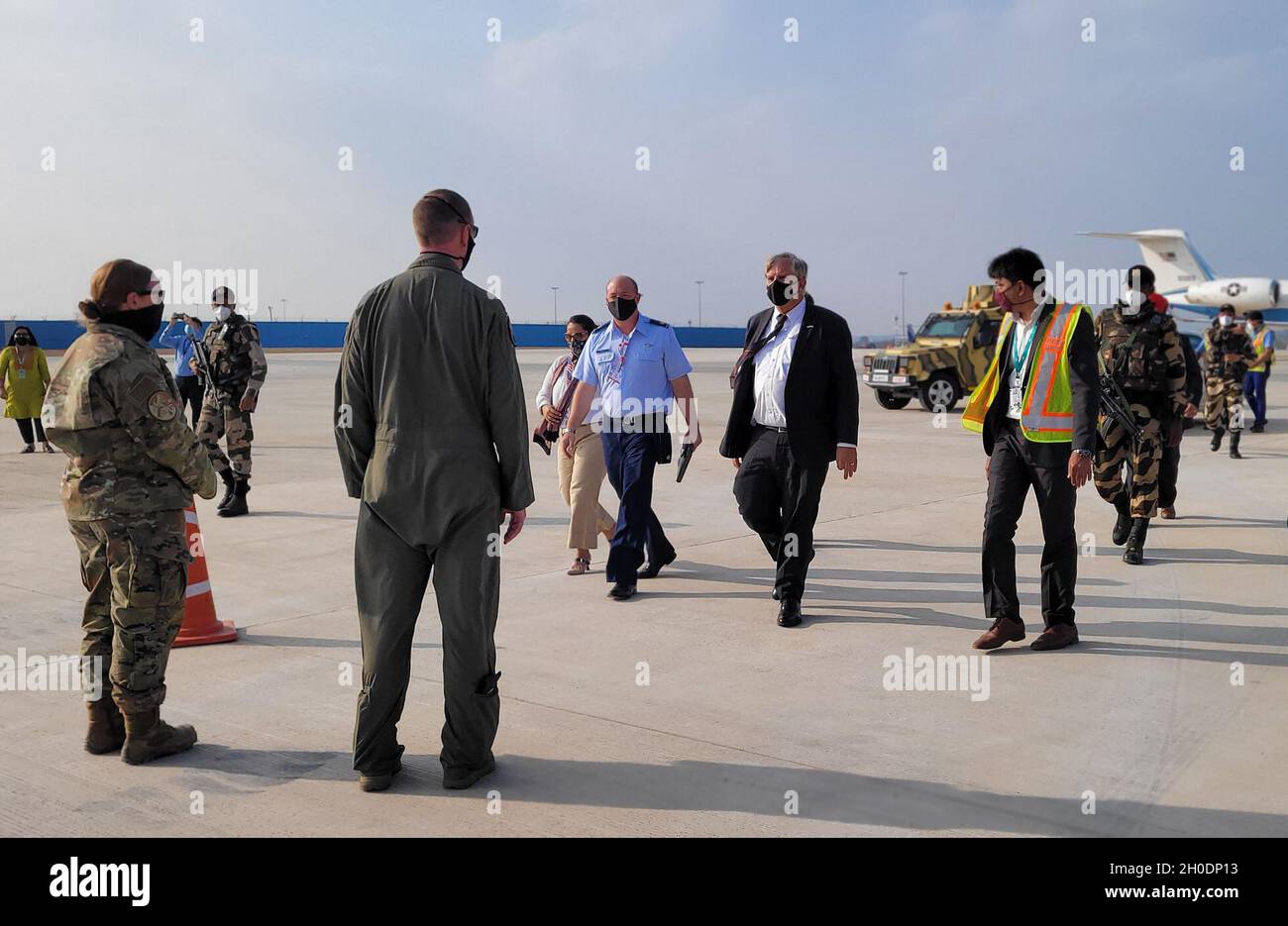Donald Heflin, U.S. Chargé d’Affaires, is welcomed by Lt. Col. Michael ...