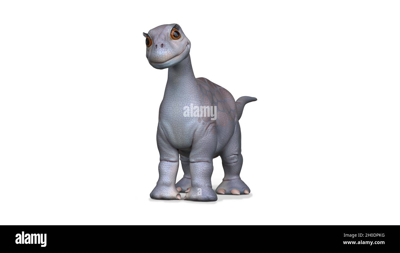 Artwork of a baby dinosaur Diplodocus. Standing, forward facing Stock ...