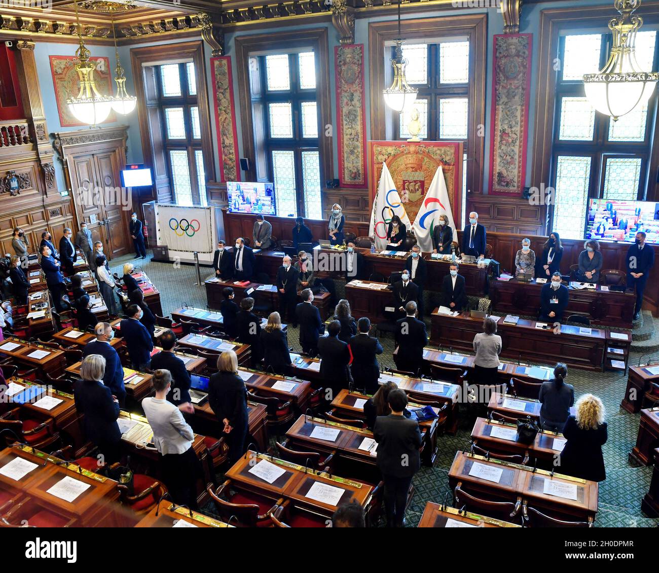 Paris, France, October 12, 2021. Meeting of Council of Paris on JO 2024 ...