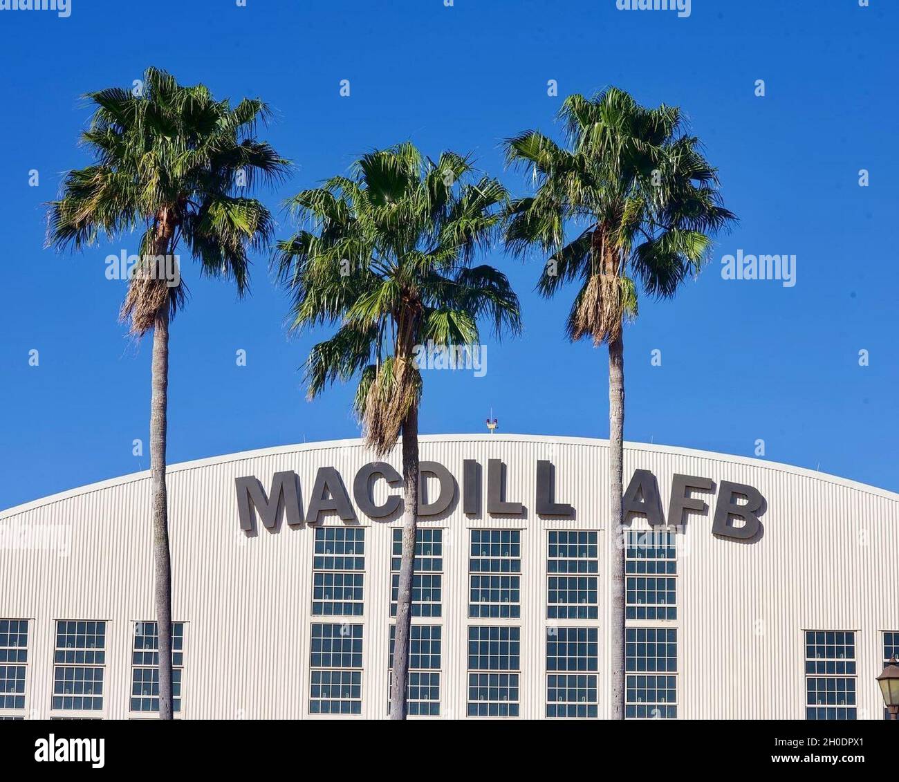 The morning sun shines on a hangar on MacDill Air Force Base, Fla on ...
