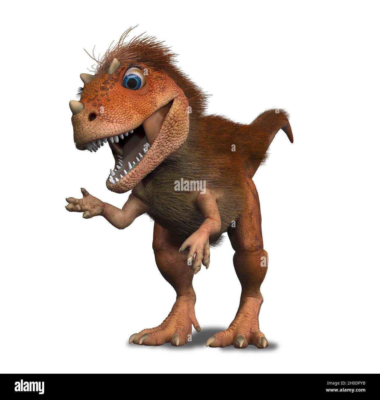Artwork of a baby dinosaur Ceratosaurus, standing with mouth open Stock ...